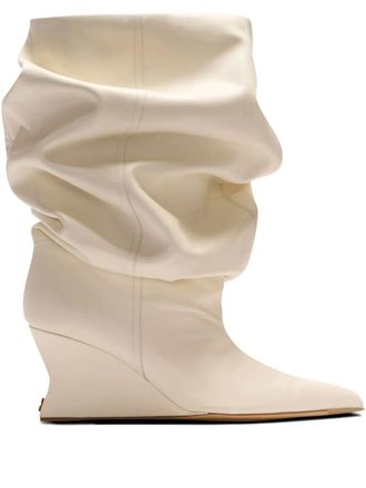 Balmain Lockere Stiefeletten mit Wedge-Absatz 75mm - Wei&szlig;