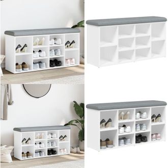 vidaXL Schuhbank Wei&szlig; 102x32x50 cm Holzwerkstoff - Schuhbank - Flurbank - Garderobe - Einbaubank - Beistelltisch - Home & Living