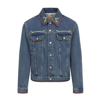 Valentino Jeansjacke mit Perlenstickerei und bedruckten Kanten - - Jackets - Herren - Blau - XL