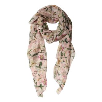 Dolce & Gabbana Ch&acirc;le Long en Mousseline de Soie Florale - Femme - Accessoires - Rose - Taille: ONE Size
