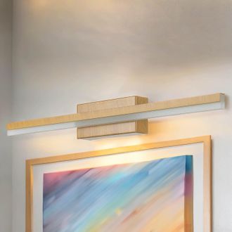 Licht-Erlebnisse LED Wandlampe Badezimmer IP44 B: 50 cm neutralweiß 4000 K 820 lm Edelstahl in Holz-Optik Spiegelleuchte Badezimmer Wandleuchte