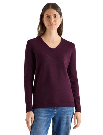 Cecil Kuscheliger V-Neck Pullover Eggplant red XS