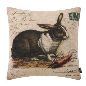 Generic Vintage Osterhase, Süßes Tier, Kaninchen Dekokissen Modern Kissenhülle Mit Reißverschluss Kissenbezüge Für Sofa Heimdekoration Schlafzimmer 45X45Cm
