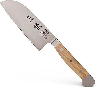 Gude Solingen - Santoku Messer geschmiedet, 14 cm, Olivenholz, ALPHA OLIVE, Doppelkropf, Handmade Germany