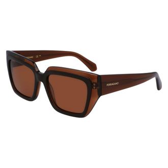 Ferragamo Braune Acetat-Sonnenbrille