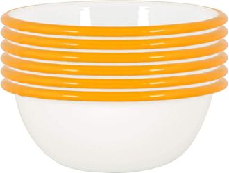 Argon Tableware Weiße Emailleschalen - 16cm - Gelb - 6. Packung