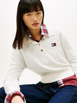 Tommy Jeans Strickpullover TJW FLUFFY POLO SWEATER mit Alpaka-Anteil