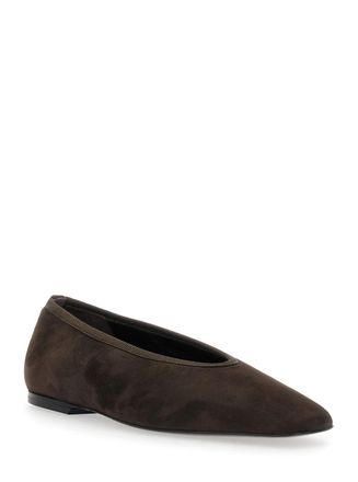 Toteme Womens Brown Suede Ballerinas With Square Toe Ballerina Shoes