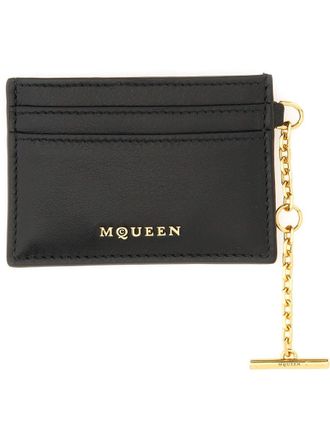 Alexander McQueen Leather Sling Card Case - Black