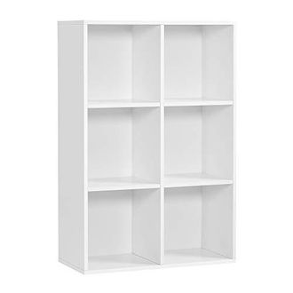 Vasagle Bücherschrank, Bücherregal, mit 6 Fächern, Büroregal, Würfelregal, Standregal, für Wohnzimmer, Schlafzimmer, Büro, Kinderzimmer, weiß LBC203D