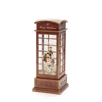 Konstsmide LED Telefonzelle mit Schneemannfamilie, wassergef&uuml;llt, mit 5h Timer, mit Ladestation, 1 warm wei&szlig;e Diode, batteriebetrieben, Innen - 4371-550