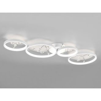 Trio Leuchten Gro&szlig;e led Deckenleuchte groovy Wei&szlig; mit 3 Stufen Dimmer, Breite 95cm