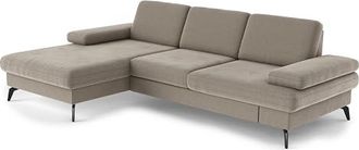 Cavadore Cavadore Ecksofa Moritz / Eckcouch mit Longchair, Sitztiefenverstellung und mattschwarzen Metallfüßen / 171 x 82 x 275 / Mikrofaser, Perlbeige
