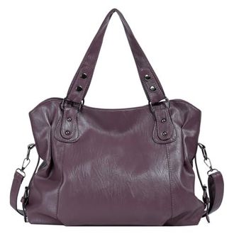 Generic Sac &agrave; bandouli&egrave;re en cuir synth&eacute;tique de grande capacit&eacute; avec rivets sous les bras pour femme, travail, shopping, voyage, violet, 1.57x11.42x5.51inch