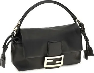 Fendi Womens Black Lamb Ovis Aries Shoulder Bag