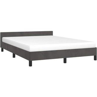 vidaXL Cadre de lit avec t&ecirc;te de lit Gris fonc&eacute; 140x190 cm Velours