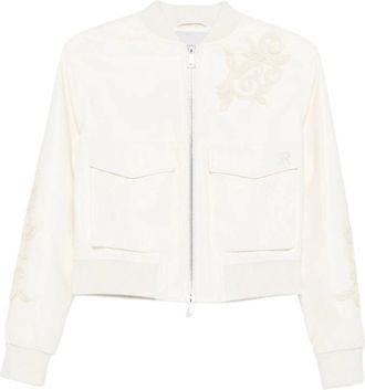 Ermanno Scervino Femme, Vestes, Blanc, Taille: 38 FR Blouson Bomber Brod&eacute;