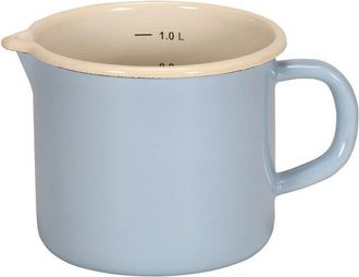 Krüger Karl Krüger 17012PAB Milchtopf mit Ausguss Sylt, 1 L, Emaille, blau, 12 x 16 x 30 cm, Hellblau
