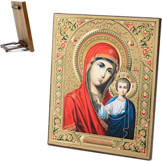 NKlaus Ikone Gottesmutter von Kazan Holz 15x18cm Ikonographie Orthodoxes Leitbild Kunstdruck 39118