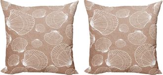 Abakuhaus Muschel Kissenbezug Set (2Stück), Hand Drawn Shells, doppelseitiges Digitaldruckdekor mit Reißverschluss, 45 cm, Pale Brown White