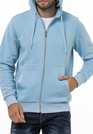 Cipo & Baxx Herren Sweatjacke Hoodie CL556 Blau - Stylischer Pullover im Modernen Casual Streetwear Stil mit Rei&szlig;verschluss & Kapuze f&uuml;r Alltag Freizeit & Party -