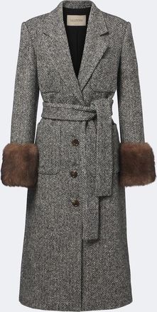 Valentino Manteau en laine m&eacute;lang&eacute;e &agrave; motif chevrons