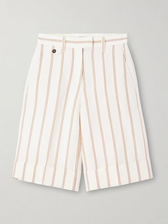 Brunello Cucinelli Shorts Aus Einer Leinen-baumwollmischung Mit Nadelstreifen - Wollwei&szlig;