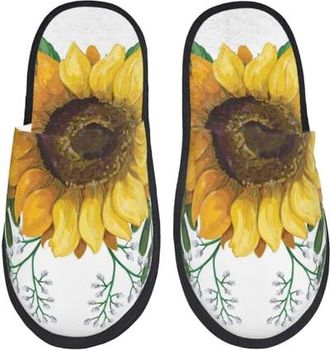 Generic Imprimé Tournesols Pantoufles Moelleuses Hiver Pantoufles En Peluche Antidérapants Chaussures Pour Extérieur Femme Intérieur L