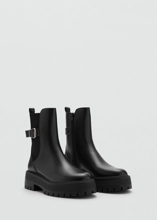 Mango Chelsea-Boots mit Schnalle schwarz - Damen - 35 - MANGO