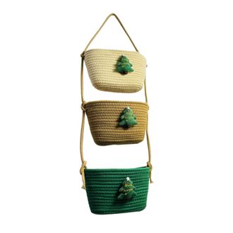 Generic Wandmontierter Aufbewahrungsorganisator - dreilagiger Korb aus b&ouml;hmischer gewebter Baumwolle, h&auml;ngendes &uuml;ber der T&uuml;r, platzsparendes Stoffregal, Regal