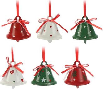 Com-Four 6X décorations à Suspendre pour Noël 4,5 cm Ø - Cloches en métal à Suspendre - Cloches décoratives en étain comme pendentifs pour fenêtres, Portes et 