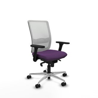 Piqueras y Crespo B&uuml;rostuhl mit 3D-Armen, h&ouml;henverstellbare Lendenwirbelst&uuml;tze, ausgestattet mit 5 Positionen und injiziertem Schaumstoff, Wei&szlig;/Violett