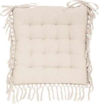 PEGANE Pegane - Lot de 6 galettes de chaise carr&eacute;es coloris ivoire en coton - Longueur 40 x Profondeur 40 x Hauteur 5 cm