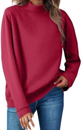 Generic Pull pour femme - Couleur unie - Haut surdimensionn&eacute; - Col rond - Manches longues - Automne - Hiver - D&eacute;contract&eacute; - Confortable - Tendance - Confortab