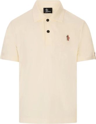 Moncler Homme, Tops, Beige, Taille: M Polo &agrave; Patch Logo Grenoble