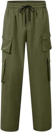 Generic Pantalon cargo pour homme 2026 - Pantalon de jogging pour homme - Broderie fine - Jambe large - Costume grande taille pour hommes, vert militaire, XXL