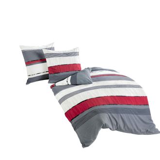 BIERBAUM Bettw&auml;sche 6472, Mako-Satin, Made in Germany, graphit 13, 200x200 + 2x 80x80 cm, f&uuml;r das Doppelbett