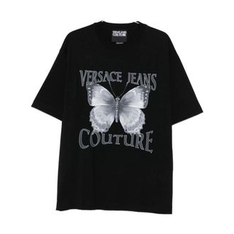 Versace Jeans Couture T-Shirt mit Rundhalsausschnitt und Print - - Tops - Herren - Schwarzk - S