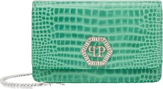 Philipp Plein Clutches - Clutch Bag Cocco Hexagon - Gr. unisize - in Gr&uuml;n - f&uuml;r Damen