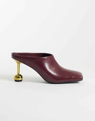 JW PEI Sofia mules &agrave; talon &agrave; bout carr&eacute; en bordeaux-Rouge