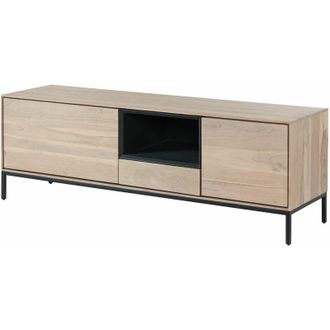 Massivmoebel24 TV-Board Akazie 160x45x55 grau-wei&szlig; ge&ouml;lt CHICAGO 01