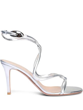 Gianvito Rossi Jungle Mamba Sandalen mit verdrehten Riemen - Silber