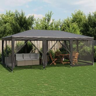 vidaXL vidaXL Tente de f&ecirc;te avec 10 parois lat&eacute;rales maille anthracite 6x4 m