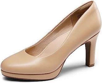 Dream Pairs Escarpins Femme Classique et Elégant Chaussures Habillées à Talons Hauts Confortable,Size 36.5,Nude-PU,SDPU2365W