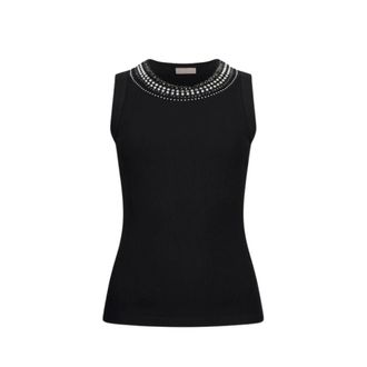 Liu Jo Femme, Tops, Noir, Taille: 40 FR Top avec des appliqu&eacute;s orn&eacute;s de bijoux