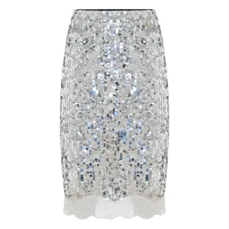 Kocca Femme, Jupes, Gris, Taille: 36 FR Jupe crayon en dentelle à sequins