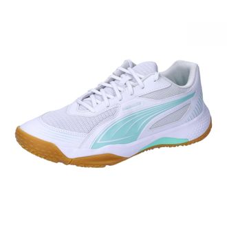 Puma Unisex Adults SOLARFLASH III W+ Indoor Court Shoe, PUMA White-Electric Peppermint, 46 EU