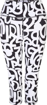 Dare 2B Damen Influential 3/4 Leggings, Schwarz-Weiß-Graffiti, 42