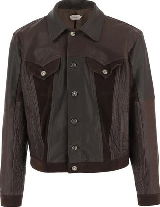 Versace Homme, Vestes, Brun, Taille: L Blouson en cuir