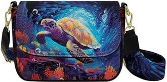 Hugs Idea Sac à bandoulière pour femme - Sac à main en cuir avec sangle de guitare, Tortue de mer., Taille unique